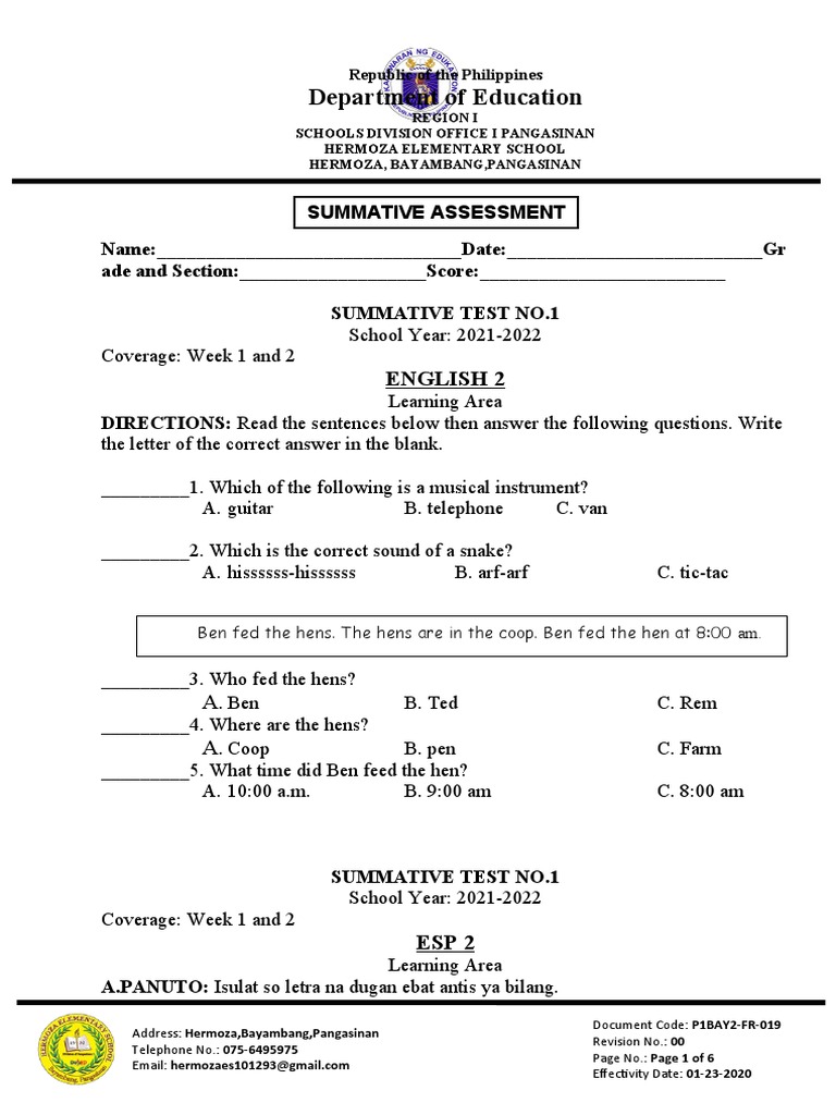 1Q SUMMATIVE TEST NO.1-PANGASINANdocx | PDF