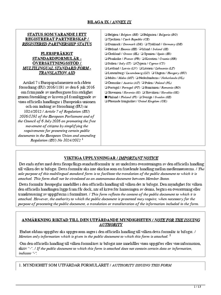 Annex Ix - Registered Partnership Status | PDF