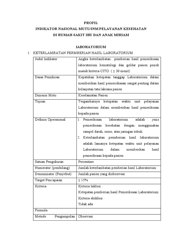 Profil Indikator Unit Laboratorium | PDF | Sains & Matematika