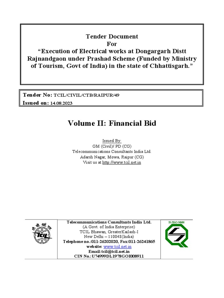 Volume II: Financial Bid | PDF