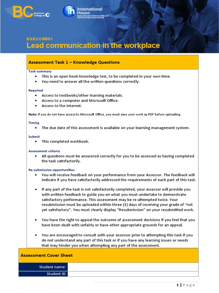 Workplace Communication Knowledge Assessment | PDF