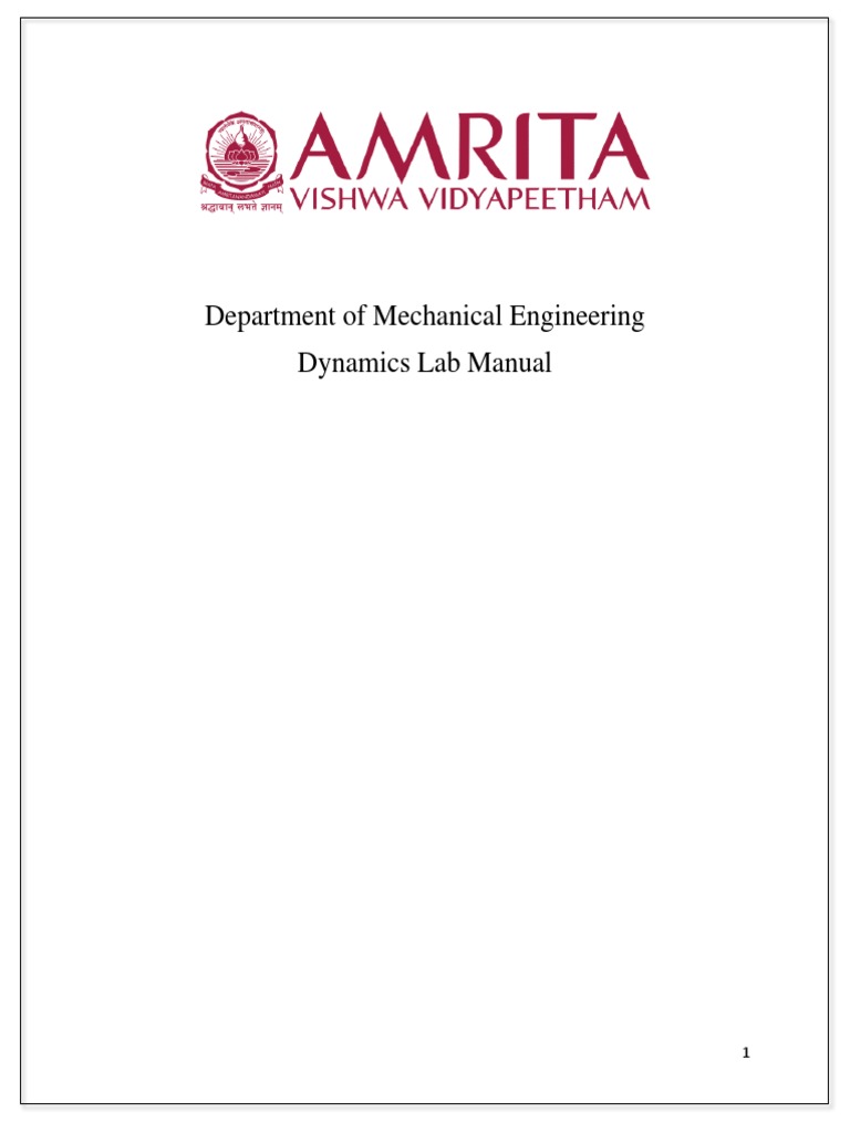 Dynamics Lab Manual Final Record | PDF | Technology & Engineering