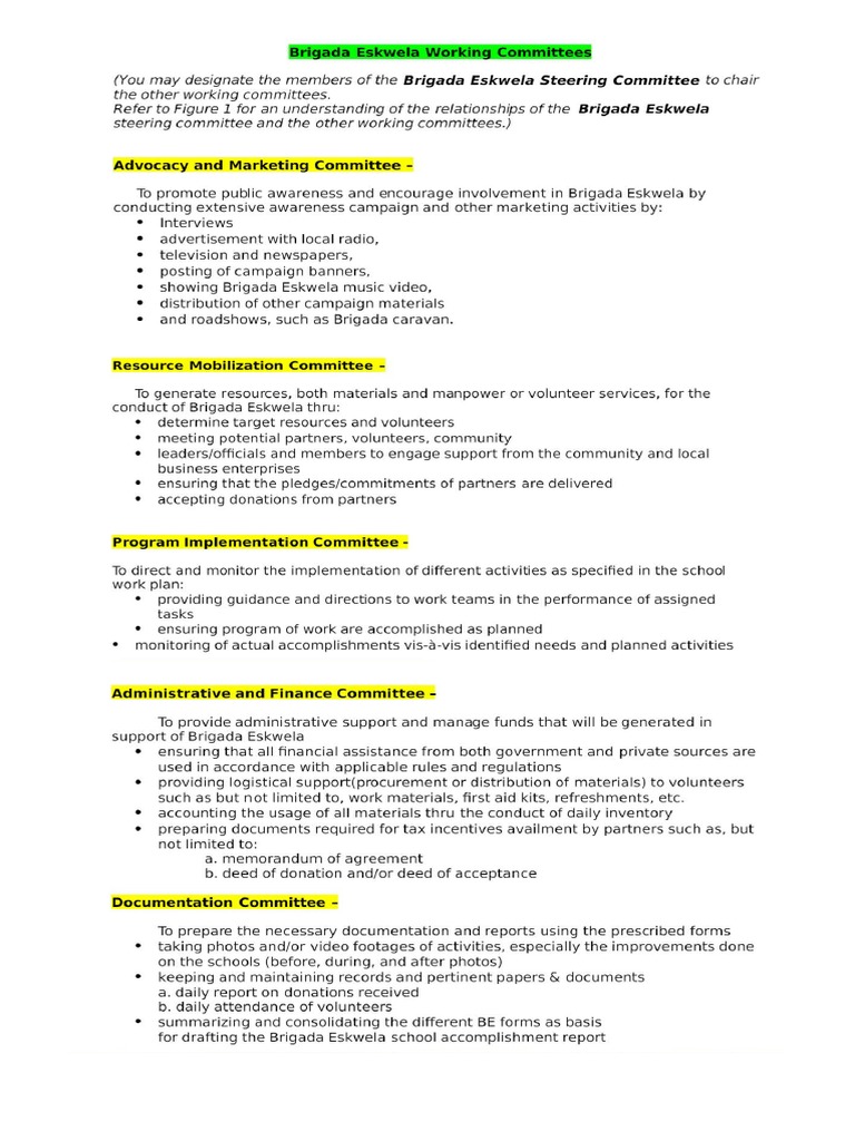 Brigada Eskwela Committee | PDF