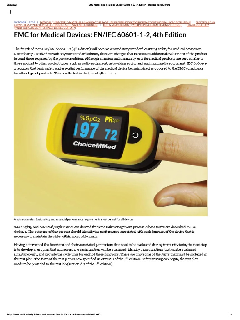 EMC for Medical Devices-Basics | PDF | Electromagnetic Compatibility ...
