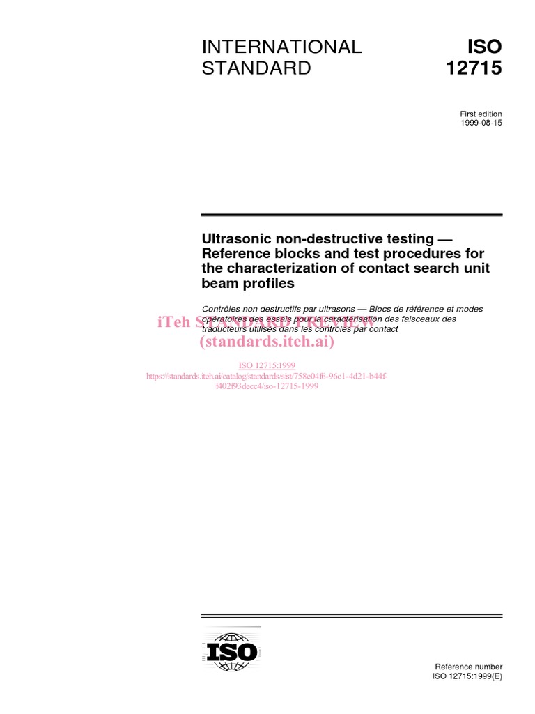 ISO-12715-1999Reference Blocks and Test Procedures | PDF