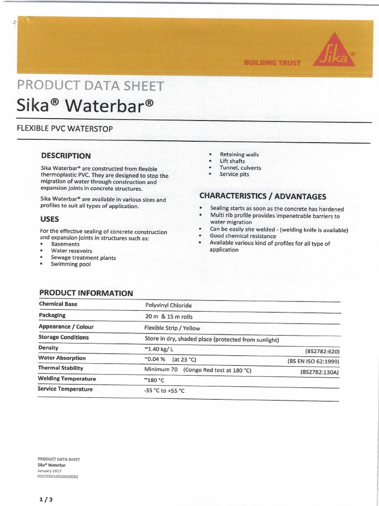 Sika Water Stop PVC | PDF