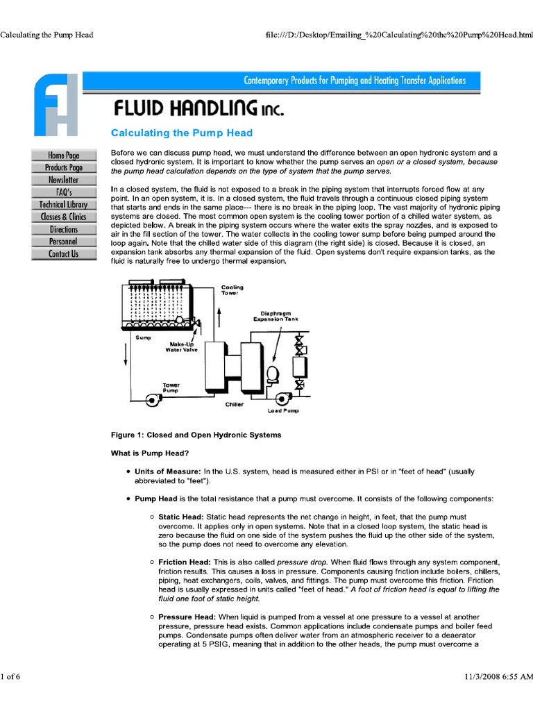 Calculating The Pump Head | PDF