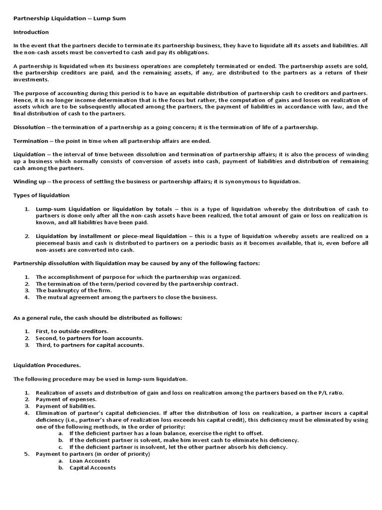Liquidation Lump Sum Discussion | PDF | Finance & Money Management