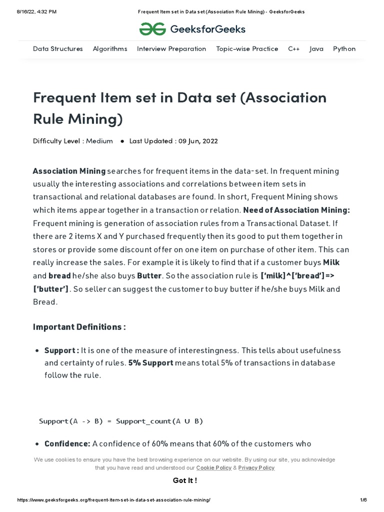 Frequent Item Set In Data Set Association Rule Mining Unit3 Pdf Computing Data Management