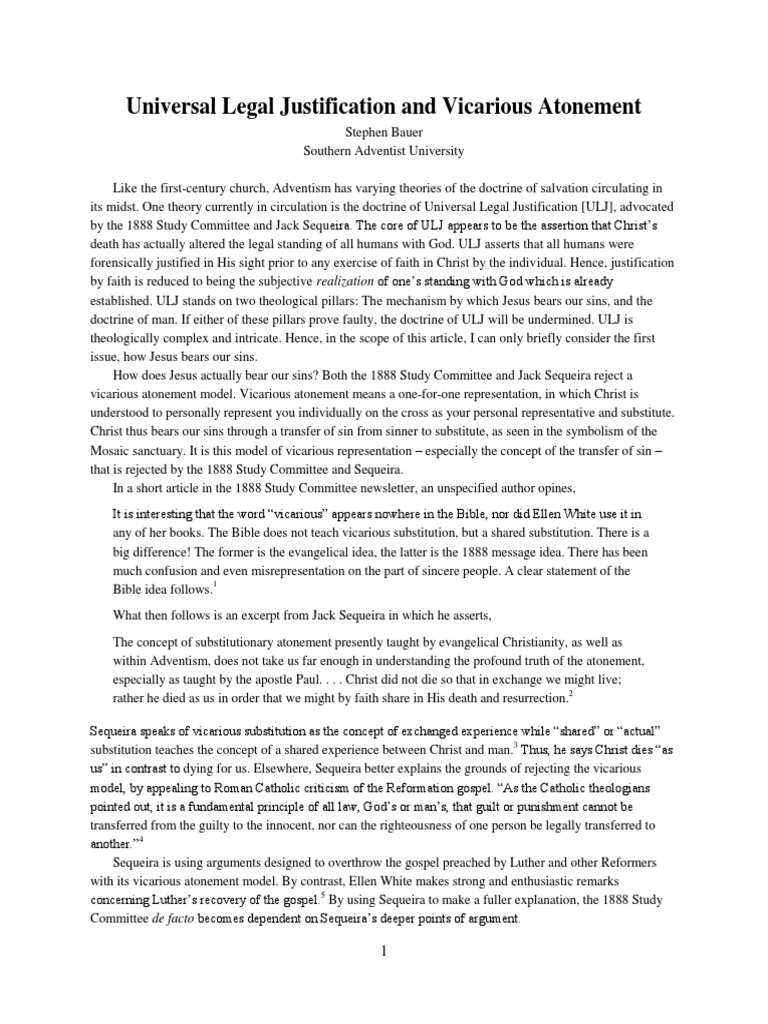 Universal Legal Justification and Vicarious Atonement | PDF | Social ...