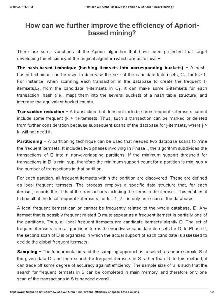 Improve The Efficiency of Apriori-Unit3 | PDF | Data Management ... Improve The Efficiency of Apriori-Unit3 | PDF | Data Management ...