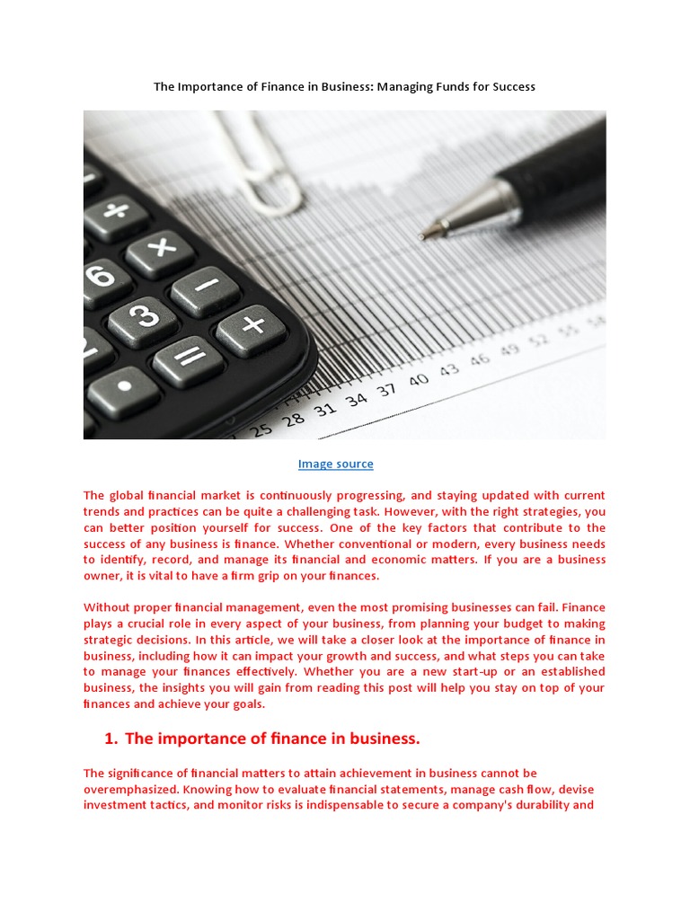 The Importance of Finance in Business | PDF | Budget | Goal