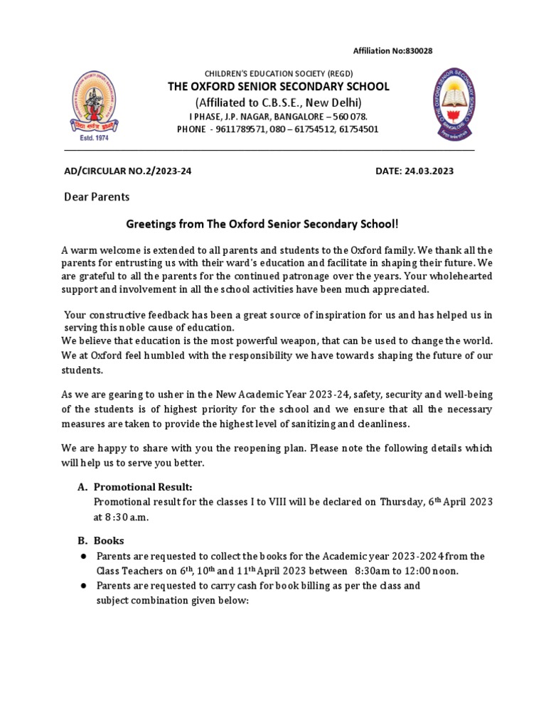Circular 2023-2024 | PDF