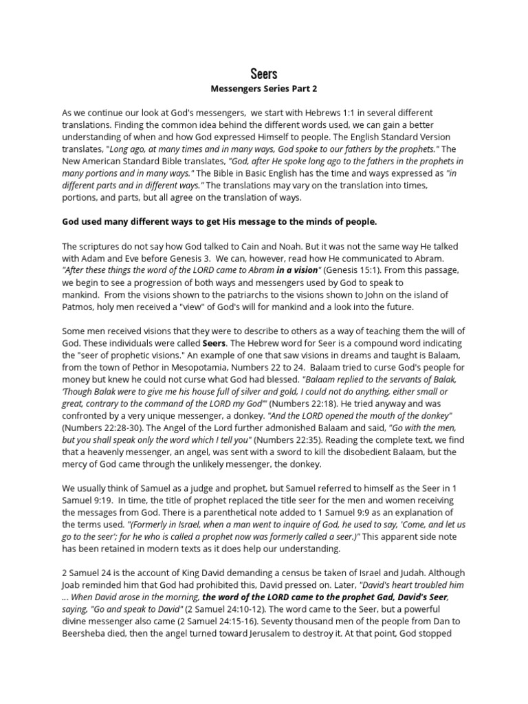 Seers Text | PDF | Prophet | Prophets And Messengers In Islam