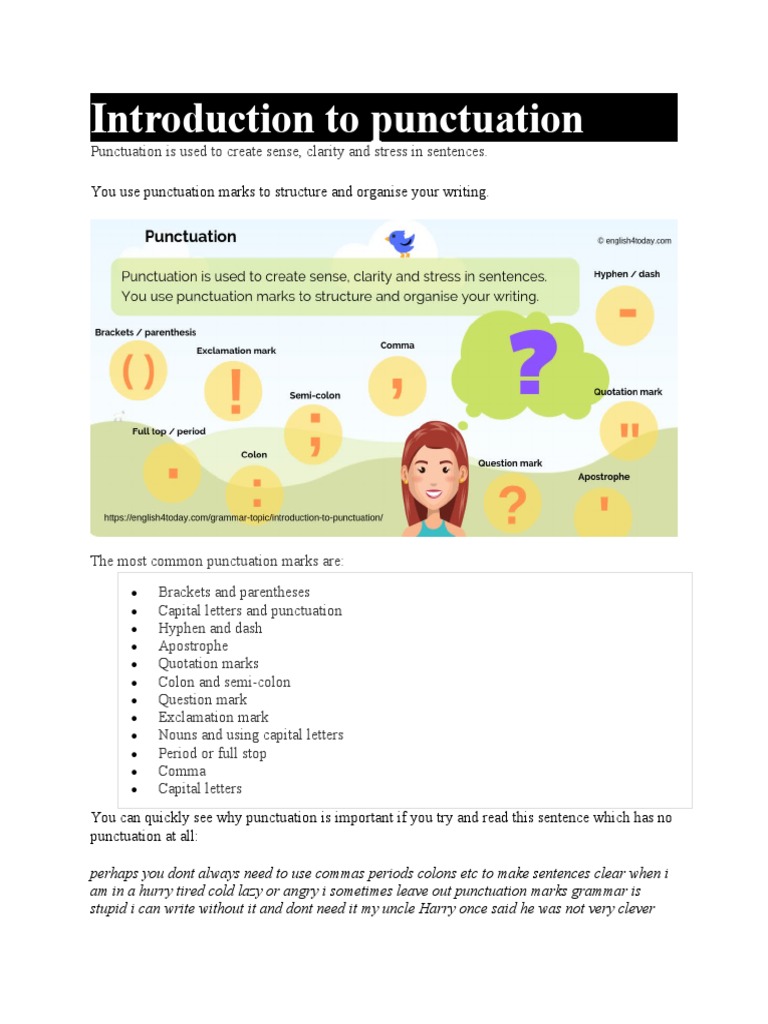 Introduction to Punctuation Marks | PDF | Punctuation | Quotation Mark