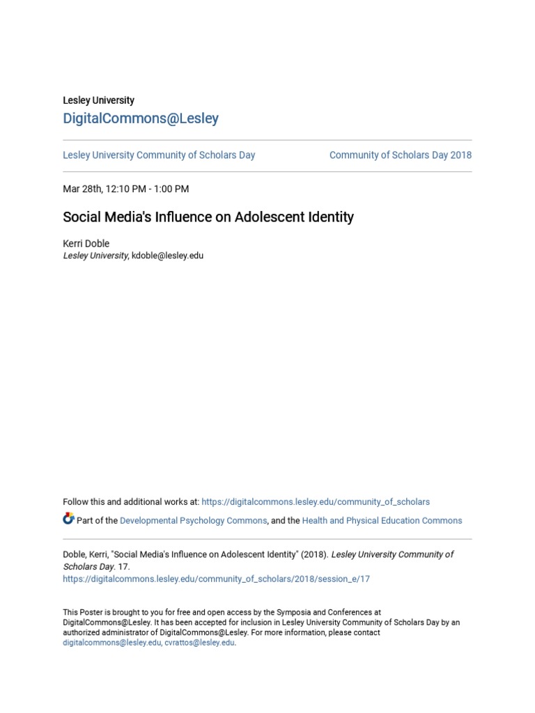 Social Medias Influence On Adolescent Identity | PDF | Adolescence ...