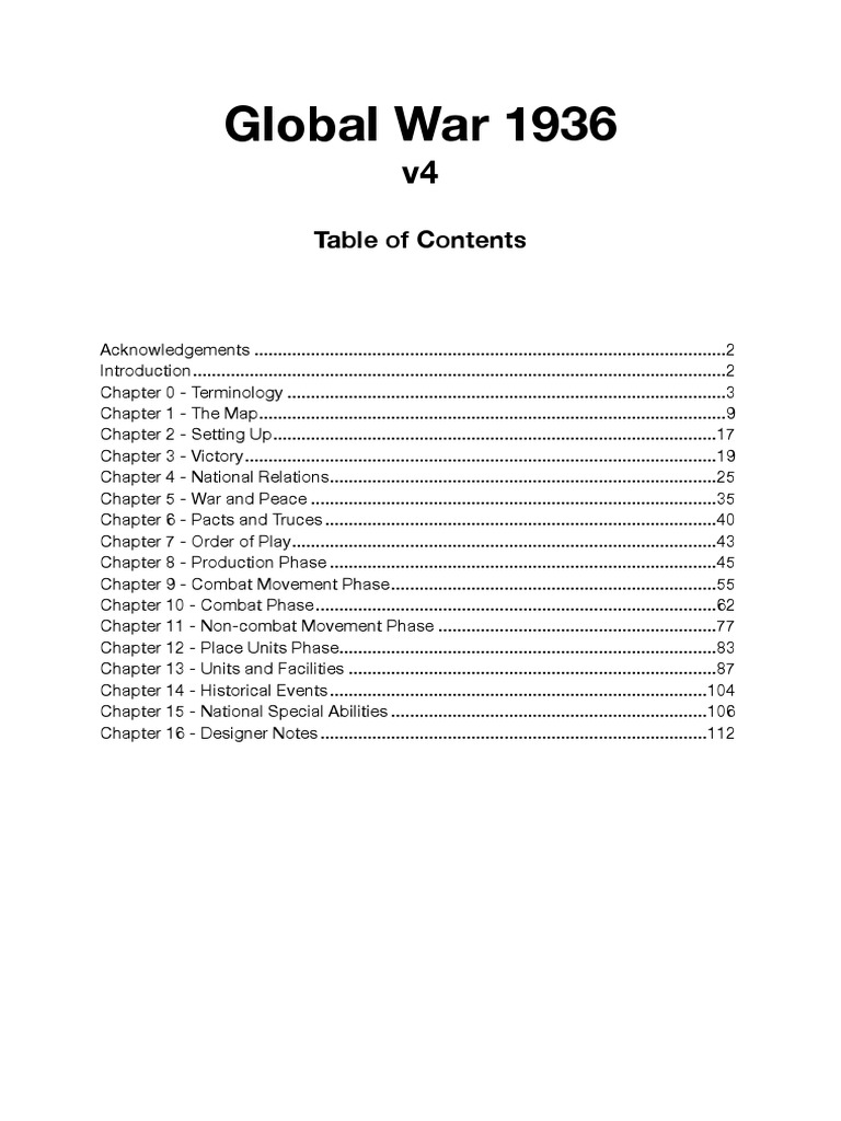 Global War 1936 v4.0 Rules | PDF