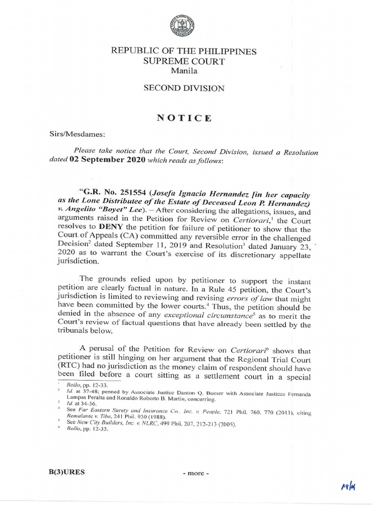 Ignacio-Hernandez Vs Lee | PDF