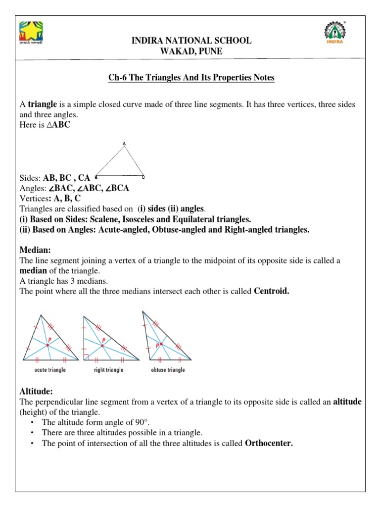 Notes of The Triangles and Its Properties | PDF | Triangle | Geometry