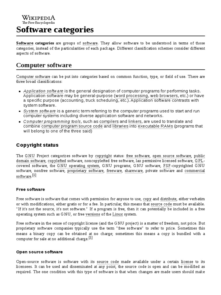 Software Categories | PDF