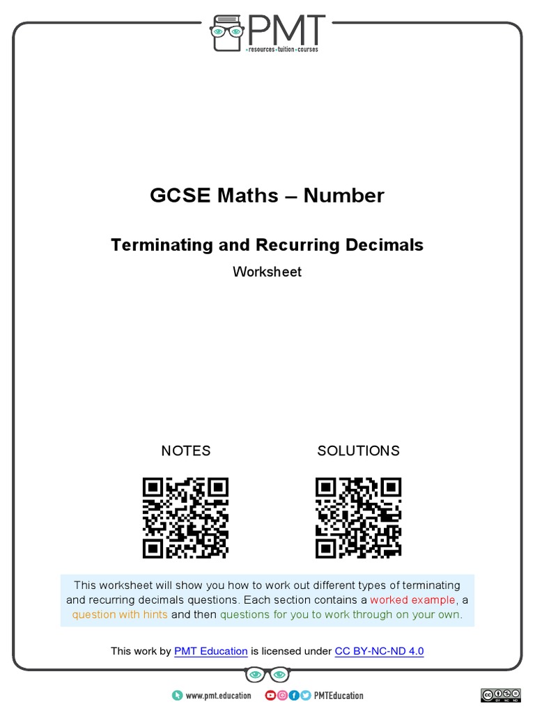 G. Terminating and Recurring Decimals | PDF | Decimal | Mathematical ...