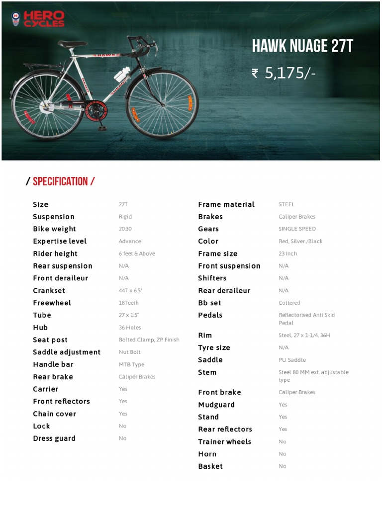 Hero Hawk Nuage 27t Road Cycle | PDF