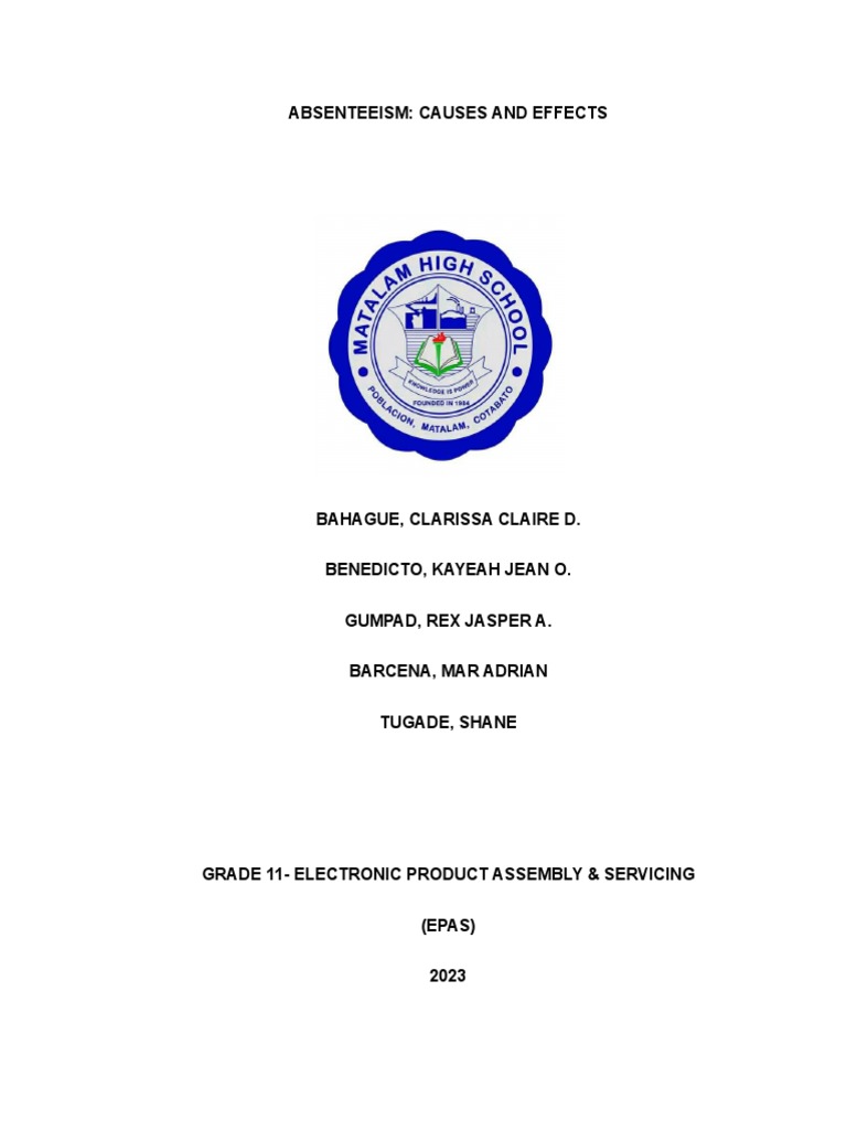 Absenteeism: Causes and Effects | PDF | Teachers | Questionnaire