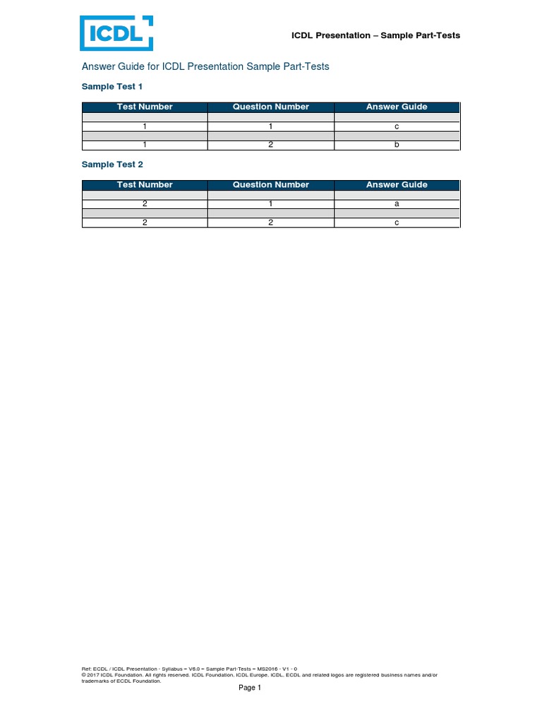 ICDL Presentation Sample Tests Guide | PDF | Teaching Methods ...