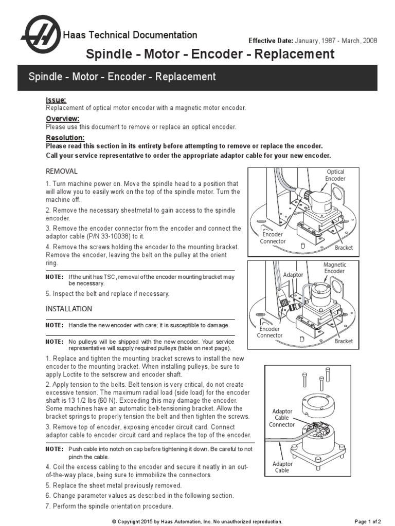 Spindle Motor Encoder Replacement tb0006 1987 2008 | PDF | Belt ...