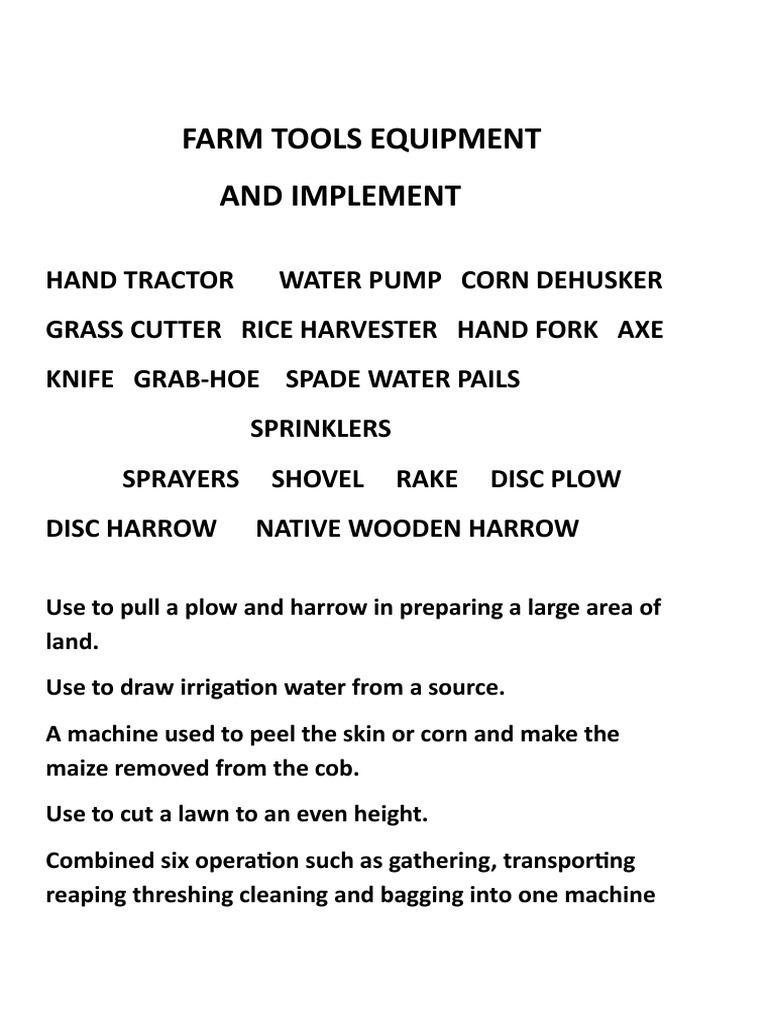 Farm Tools Equiment | PDF