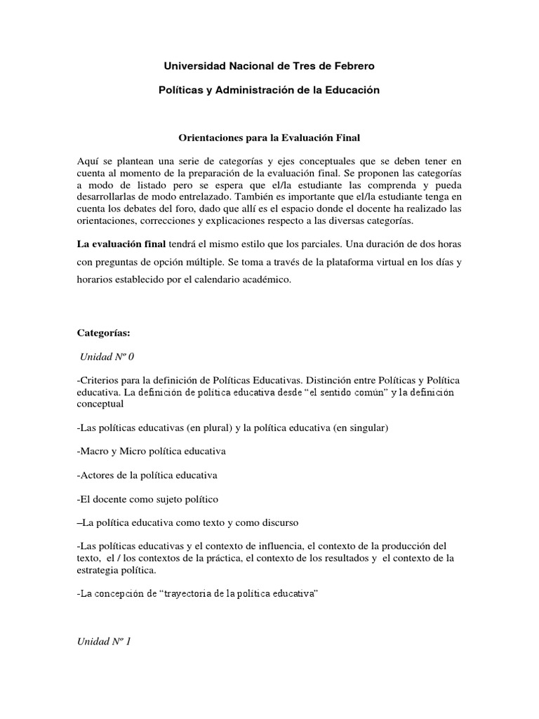 Orientaciones para La Evaluacion Final UNTREF Virtual 3 | PDF | Crecimiento personal y profesional