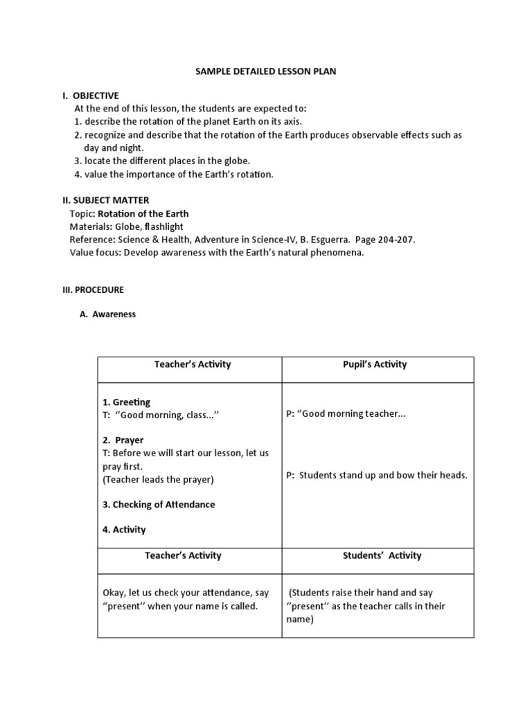 5 A S Lesson Plan | PDF