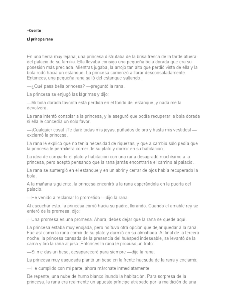 Cuento El Principe y El Sapo | PDF