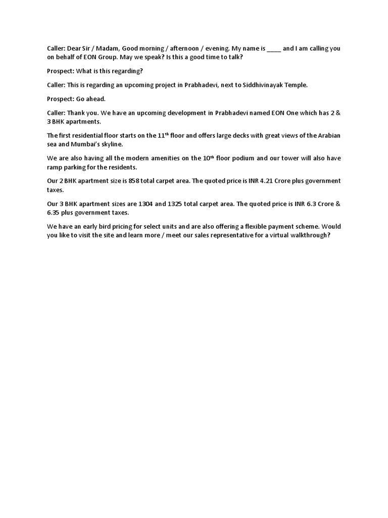 Telecalling Script With FAQ | PDF