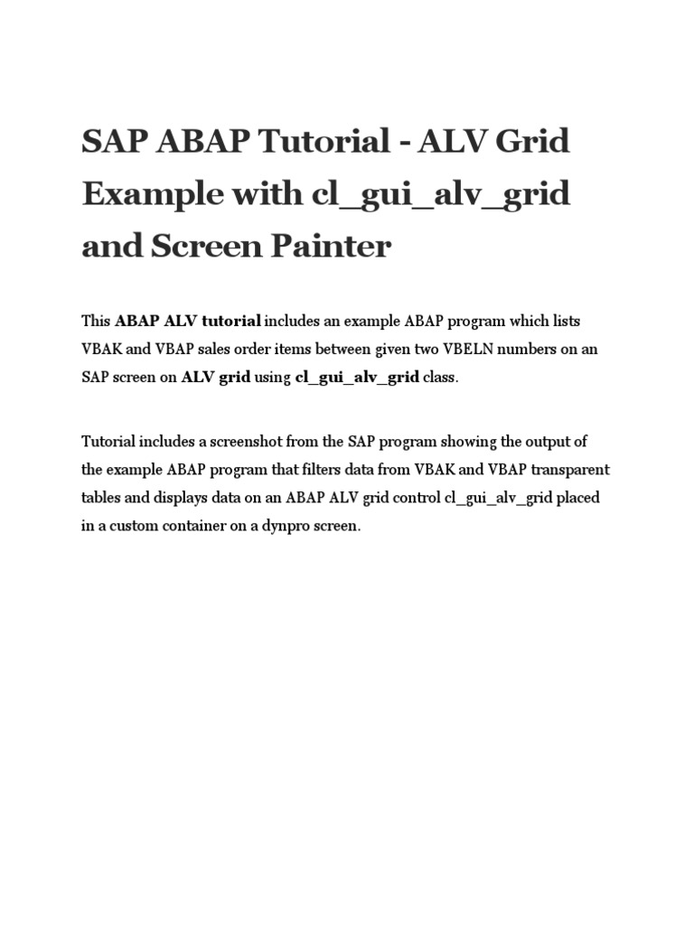 Alv in Module Pool Sample | PDF