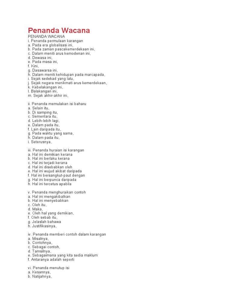 Penanda Wacana Karangan Tingkatan 4 | PDF