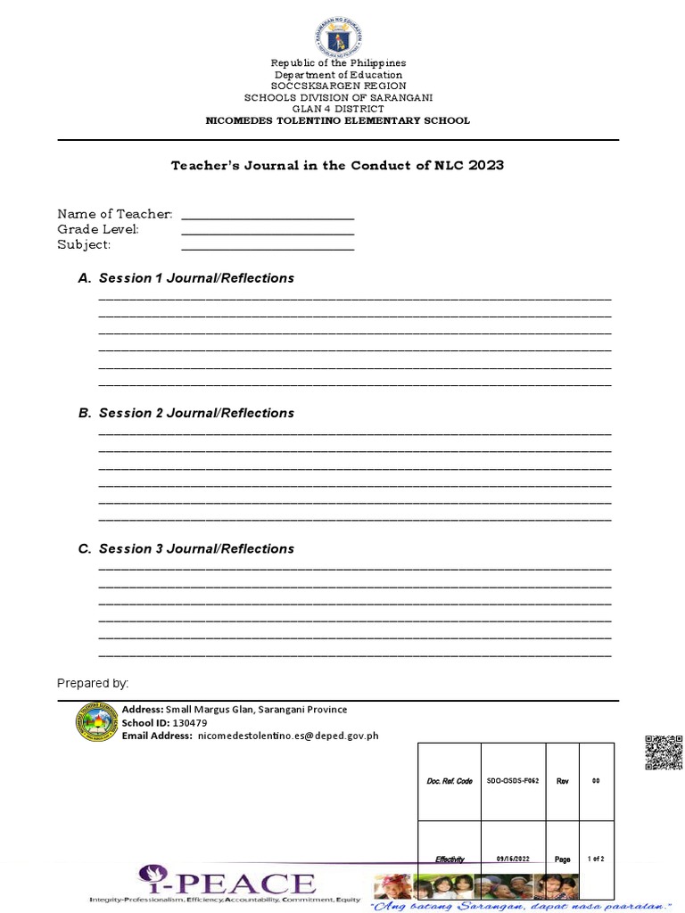 Teacher's Journal for NLC 2023 | PDF