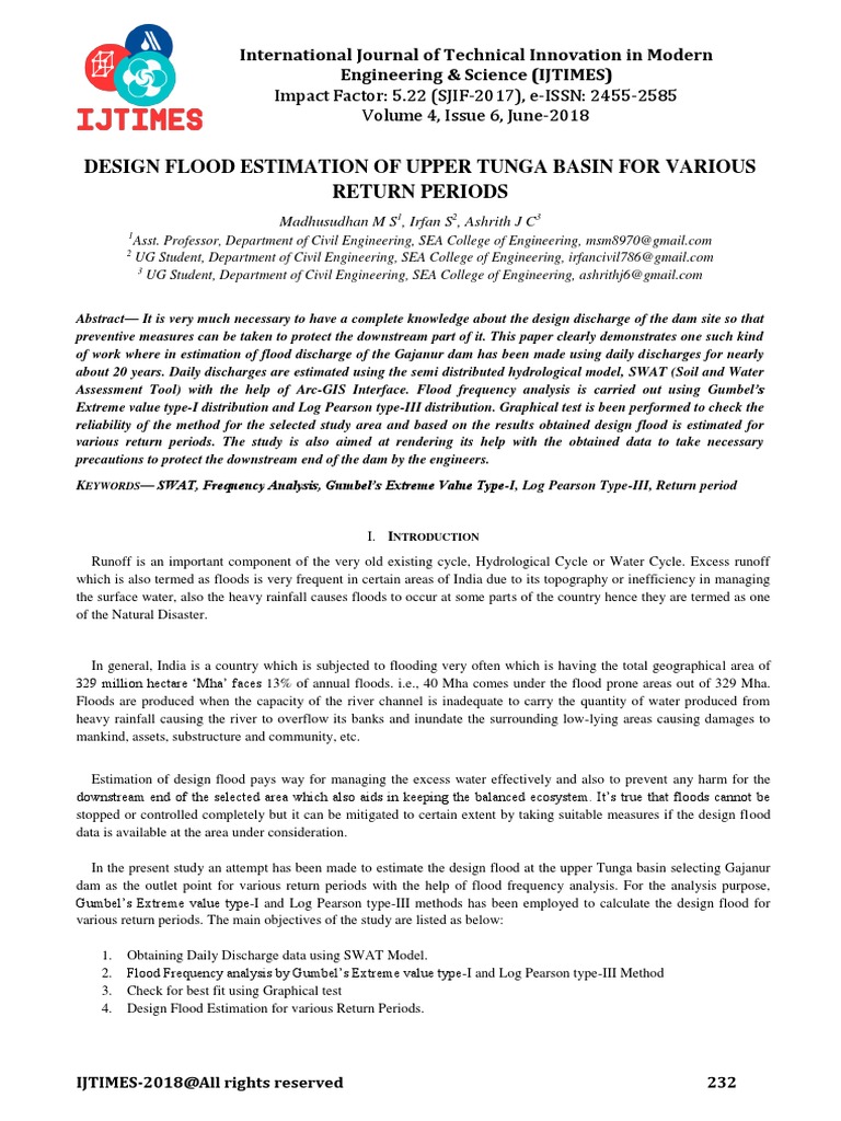 6.Upper tunga_Design flood_IJTIMES | PDF