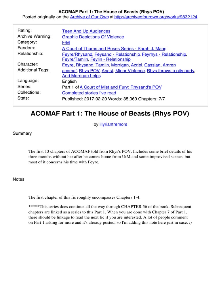 ACOMAF Part 1 The House | PDF