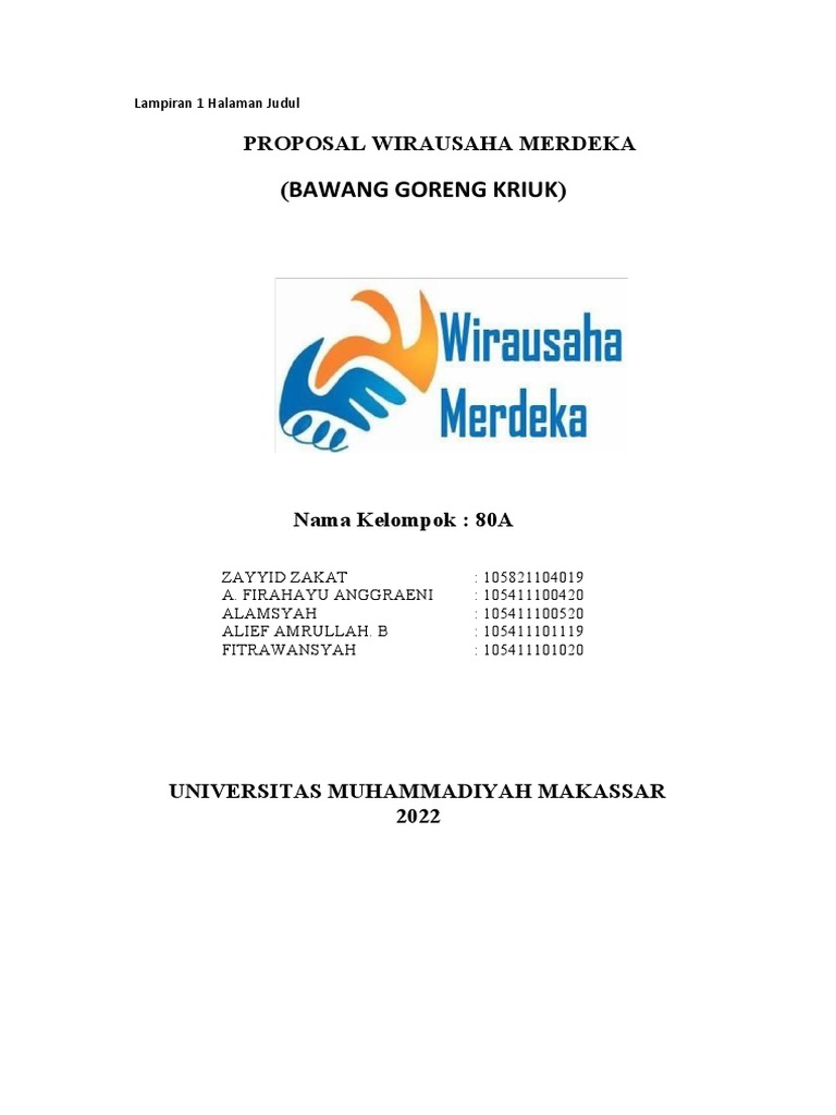 PROYEKSI - MODAL - USAHA - BAWANG - GORENG - Jamaluddinarifin FKIP | PDF