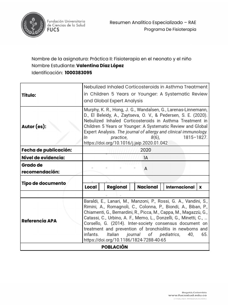 Formato Picot | PDF | Asma | Medicina CLINICA