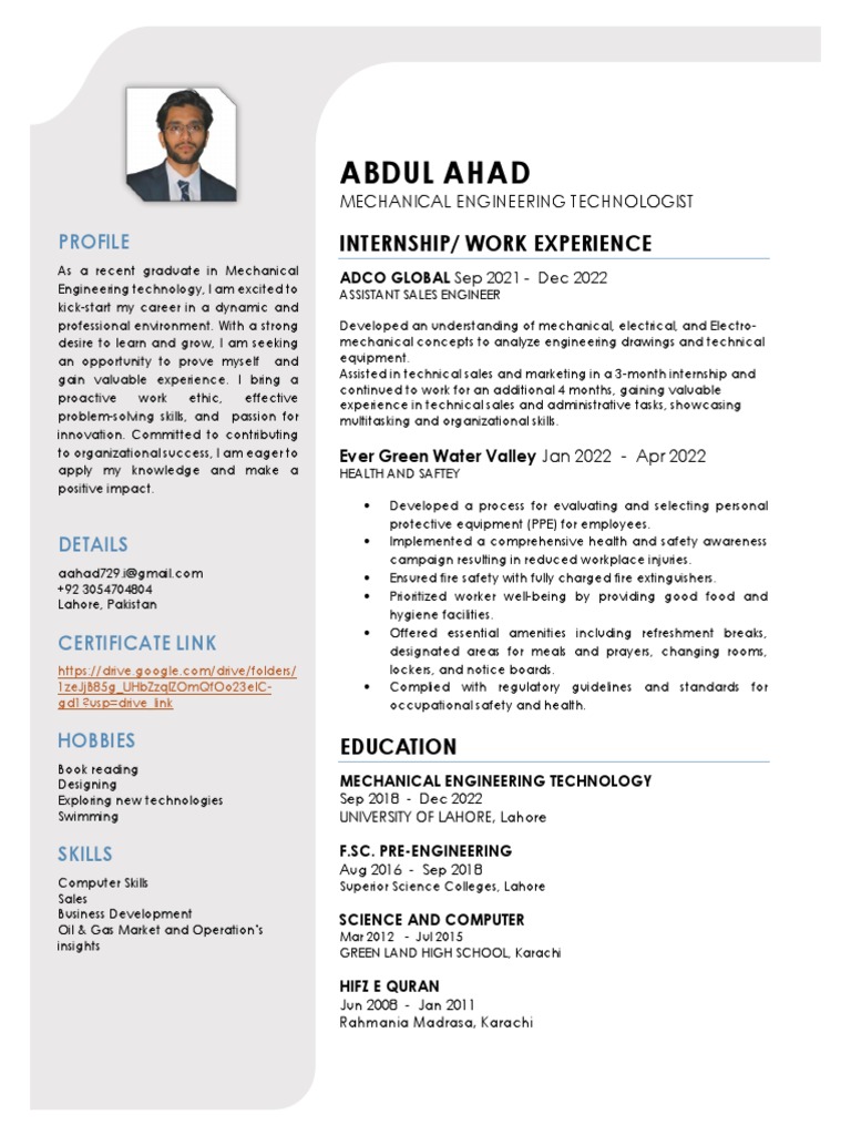 Abdul Ahad Cv-Cover 1 | PDF