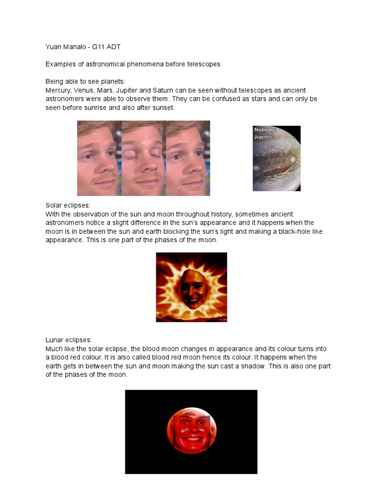 Examples of astronomical phenomena before telescopes | PDF