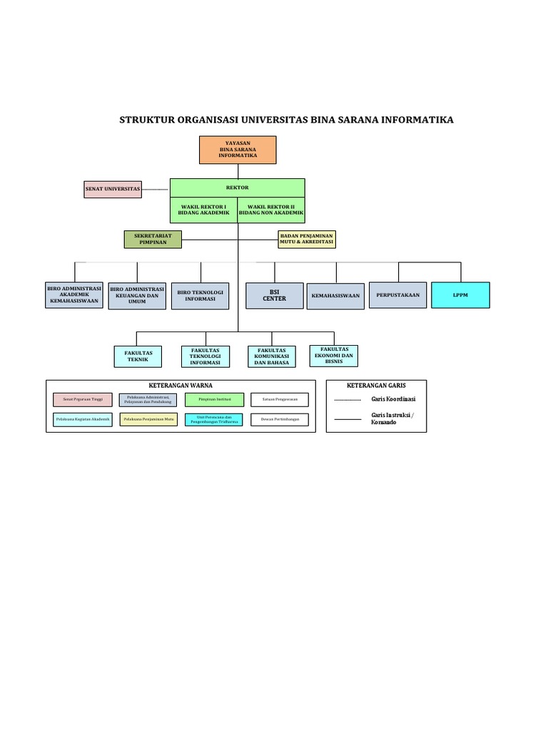 Struktur Organisasi Universitas Bina Sarana Informatika | PDF