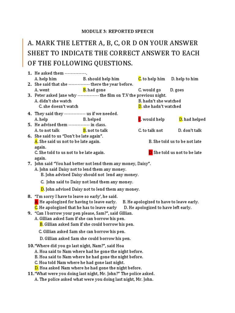 Module 3 Reported Speech Pdf