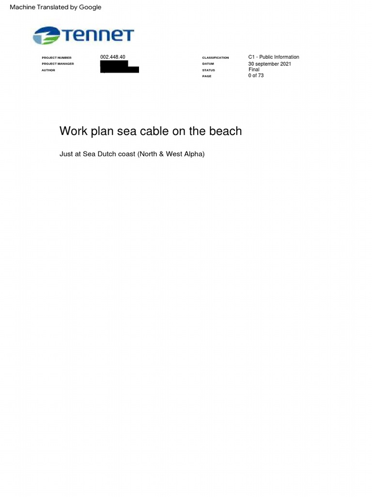 22 - II - Tennet - Werkplan Eng | PDF | Electrical Grid | Beach