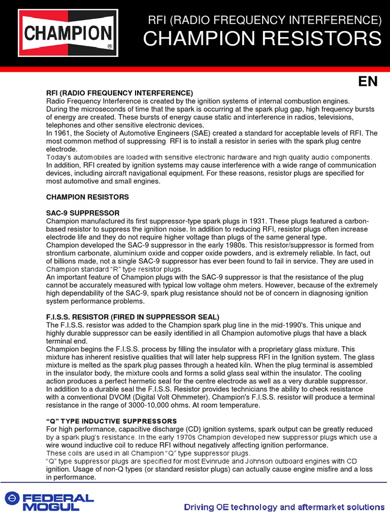 Champion Resistor en F ES | PDF | Electromagnetic Interference | Resistor