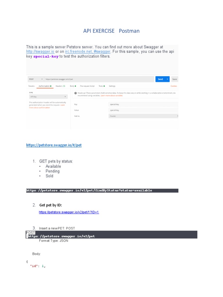 API Exercise POSTMAN New | PDF