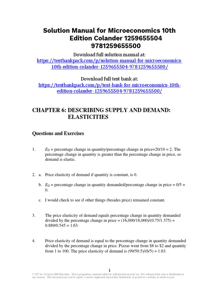 Elasticity Concepts in Microeconomics | PDF