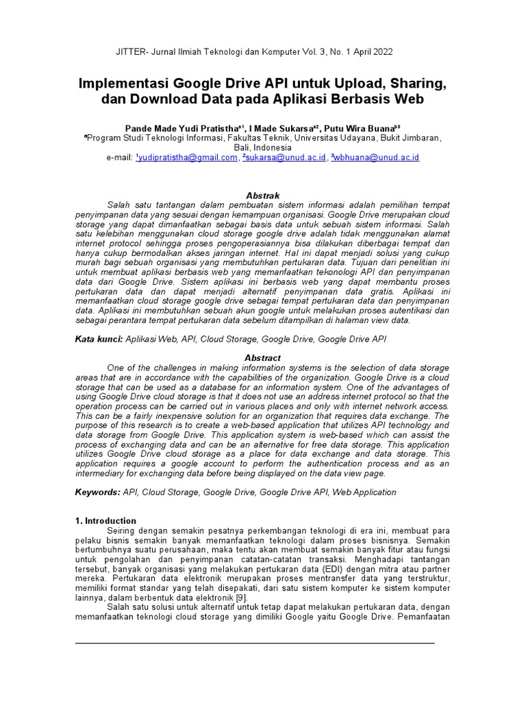 Implementasi Google Drive API Untuk Upload, Sharing, Dan Download Data Pada Aplikasi Berbasis ...